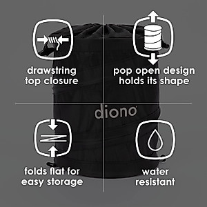 Diono Pop-up Trash Bin, Collapsible Car Trash Can Portable, Small, Leak Proof, Perfect For Keeping Car Clean, Black