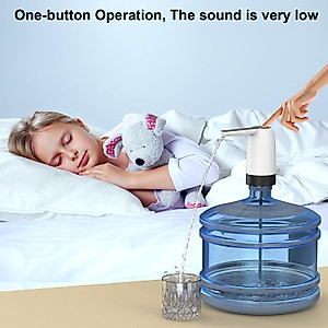 5 Gallon Jug Portable Water Dispenser Water Bottle Pump 5 Gallon Water Dispenser USB Charging Water Bottle Pump Electric Water Dispenser Water Bottle Switch (White)
