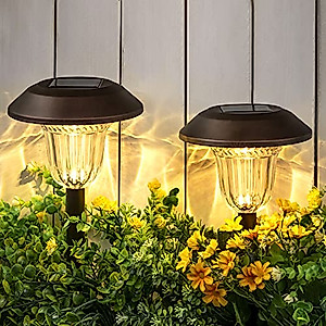 SOLPEX Solar Path Lights, 4 Pack High Lumen Solar Garden Lights, Solar Powered Waterproof Pathway Lights, Automatic Led Warm White Solar Yard Lights for Driveway, Walkway, Landscape, Lawn