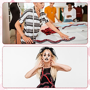 FineCheer 5 Pcs Glitter Rhinestone and Sequin Red Snake Patch Applique Decoration Ribbon Set with Elastic Sequin Ribbon Trimming for Clothing Decoration Sewing Dress Headband DIY Clothing Accessories