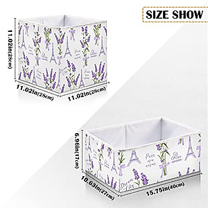 xigua Lavender Cube Storage Bin Large Collapsible Storage Basket Toys Clothes Organizer Box for Shelf Closet Bedroom Home Office, 11 x 11 x 11 Inch