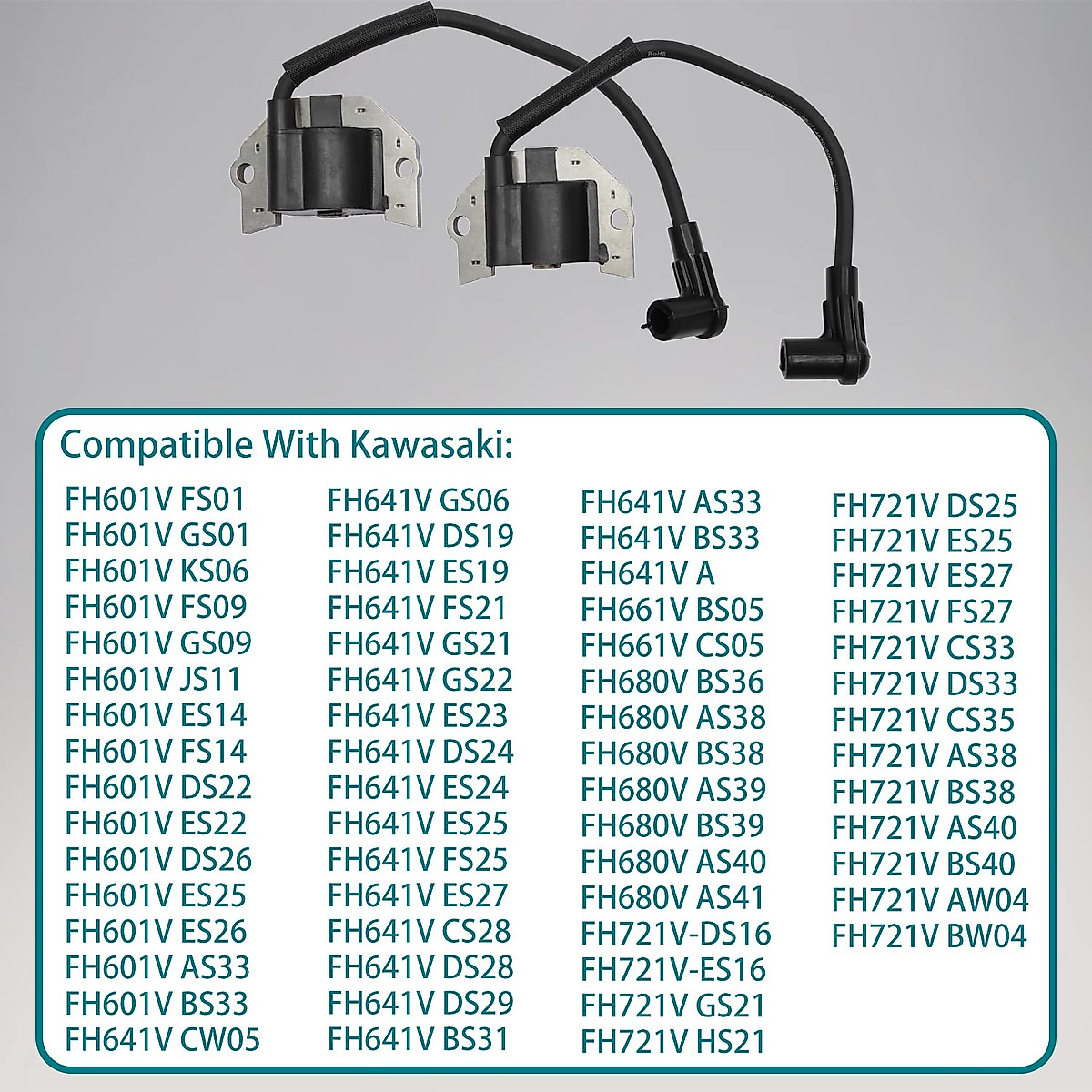 Ignition Coil Pack 2pcs Compatible With Kawasaki FH601V FH641V FH661V FH680V FH721V Replaces# 21171-0745, 21171-0742