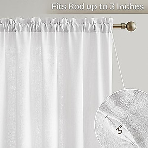 Anpark White Semi Sheer Curtains Linen Rod Pocket Curtains Tiebacks Included Semi Sheers, Privacy & Serenity for Bedroom, Soft Light for Relaxation - 52" W x 84" L, 2 Panels