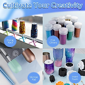 LFSUM Cup Turner for Crafts Tumbler,Tumbler Cup Spinner,Glitter Powder,Epoxy Resin kit for Tumblers for Beginners with Epoxy and Heat (Wood & Hot Air Gun)