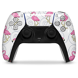 WraptorSkinz Skin Wrap compatible with Sony PS5 DualSense Controller Flamingos on White (CONTROLLER NOT INCLUDED)