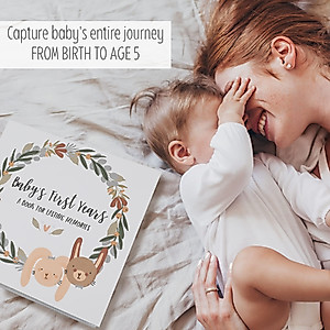 ZICOTO Keepsake Baby Memory Book - 100-Page Scrapbook with 5 Small Boxes for Precious Memories and Milestones from Pre-Birth to 1st Birthday