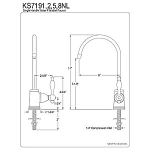 Kingston Brass Gourmetier KS7195NL Naples Single Handle Water Filtration Faucet, Oil Rubbed Bronze