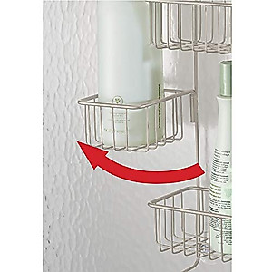 iDesign The Metalo Collection Over-The-Door Hanging Shower Caddy Organizer, 22.7" x 10.5" x 8.2", Satin