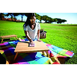 Time Concept Vacances Foldable Bamboo Table - L 20" x W 24" x H 9" - Wooden Picnic Furniture, Portable Dining Use