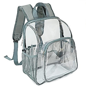 Mildbeer Heavy Duty Small Clear Backpack Stadium Approved, See Through Backpack for Concerts Festivals Work Travel (Grey)