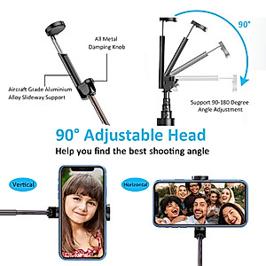 Vproof Monopod Selfie Stick Bluetooth, Lightweight Aluminum All in One Extendable Selfie Sticks Compact Design, Compatible with iPhone 15/14 Pro Max/14 Pro/14/14 Plus/13 Pro Max/13 Pro/13, Galaxy S22