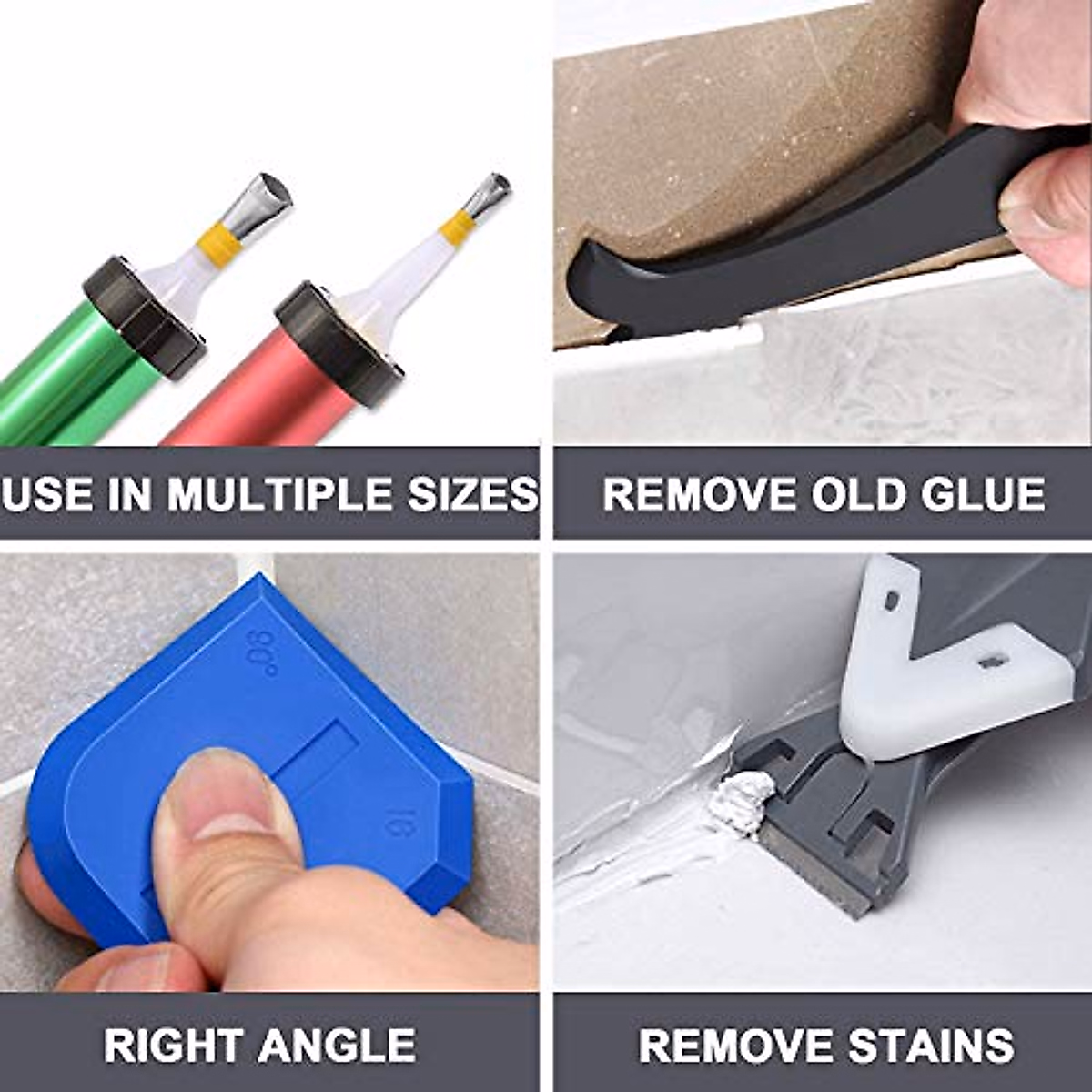 6 in 1 Silicone Caulking Tools 14Pcs Caulk Nozzle Applicator Finisher Kit Sealant Finishing Tool Grout Scraper Reusable Caulking Tool for Kitchen Bathroom Window