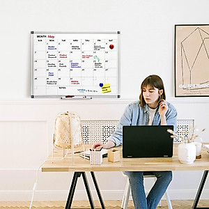 Comix Magnetic Dry Erase Calendar Whiteboard, 24 x 18 Inches Monthly Calendar Dry Erase Board for Wall, Aluminum Frame Planner White Board with Markers, Eraser, Magnets