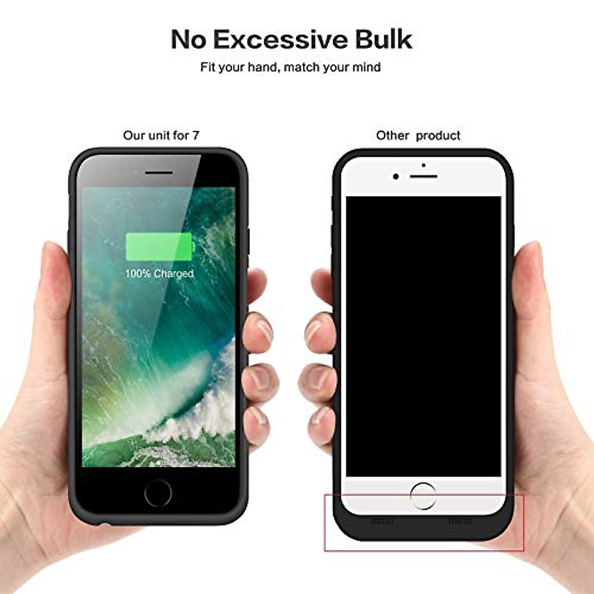 Xooparc Battery case for iPhone 8/7, [6000mah] Upgraded Charging Case Protective Portable Charger Case Rechargeable Extended Battery Pack for Apple iPhone 7/8(4.7') Backup Power Bank Cover (Black)