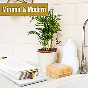 Guest Towel Holder Tray for Bathroom - Marble Tray - White - Bathroom Hand Towel Tray, Paper Guest Towel Holder, Vanity Tray for Bathroom (White)