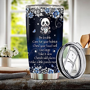 WONWIX Personalized Panda Tumbler Gifts For Women Girls Daughter Coffee Mug Drinking Travel Cup Thermos Water Bottle Birthday Christmas Valentine Mothers Day 20oz Stainless Steel Tumblers With Lid