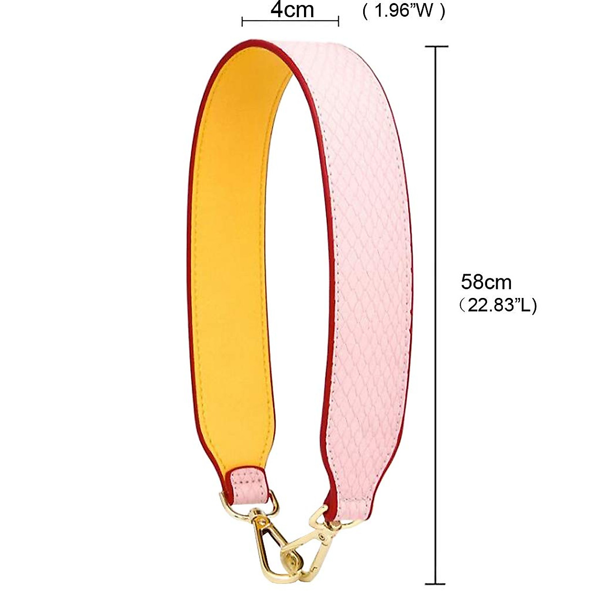 Purse Straps Replacement PU Leather Handbags Strap Shoulder Bag Straps Phone Pendant (Pink Serpentine - Yellow)