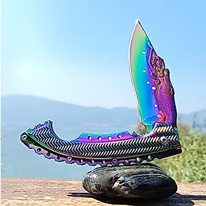Vividstill Pocket Knife for Men, Cool Rainbow Folding Knife With 3D Mermaid, Great Gift Edc Knife For Men Outdoor Survival Camping Hiking（rainbow）