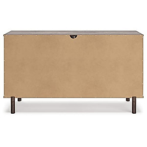 Signature Design by Ashley Calverson Contemporary 6 Drawer Dresser with Burnished Goldtone Pulls, Dark Brown