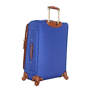 Steve Madden Designer Luggage Collection - Expandable 24 Inch Softside Bag - Durable Mid-sized Lightweight Checked Suitcase with 4-Rolling Spinner Wheels (Global Blue)