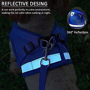 LABOTA Cat Harness and Leash Set for Walking, Escape Proof Soft Adjustable Vest Harnesses with Reflective Strap, Comfort Fit for Pet Kitten Puppy Rabbit, Blue, S(Chest: 11"-13")
