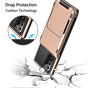 Vofolen for Galaxy Note 20 Ultra Case 5G Wallet 4-Card Flip Cover Credit Card Holder Slot Back Pocket Dual Layer Protective Hybrid Hard Shell Bumper Armor Case for Samsung Note 20 Ultra 6.9 Rose Gold
