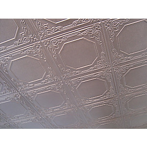 Lizbona R32W 20 x 20 Tin Looking Styrofoam Glue Up White Ceiling Tile