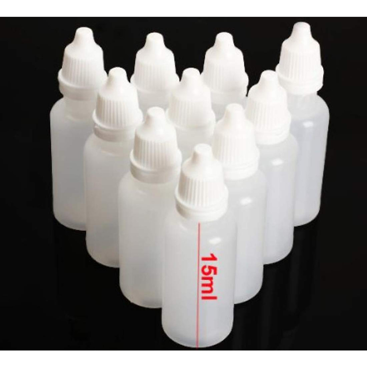 XINGZI 50PCS 15ml/0.5oz Empty Refillable Clear Plastic Dropping Bottles Portable Squeezable Dropper Container with Plugs and Screw Caps for Cosmetic Essential Oil