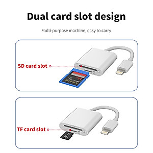 Micro SD Card Reader Adapter Accessories Iphone Camera Memory TF Lightning Compact Flash Photo Viewer Compatible for 13 12 11 Pro Max X XS XR 8 7 6plus Ipad Air Mini 2021 2020 2019 Apple MFI Certified