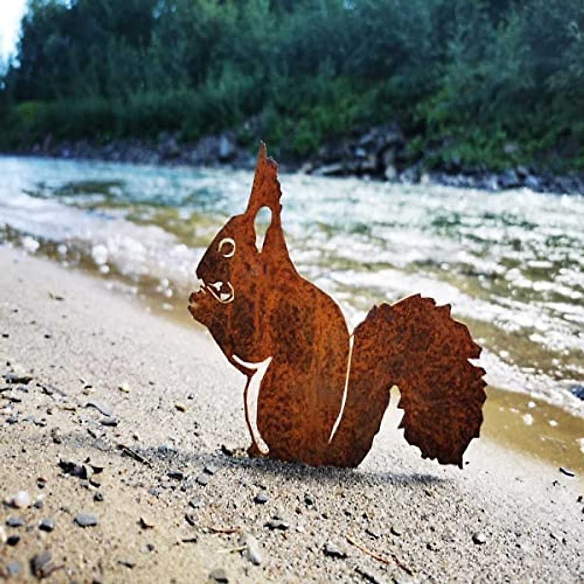 GZGNEEVL Garden Decoration Rusty Animal Garden Metal Art Corten Steel Outdoor Decor Squirrel Yard Handmade Decor