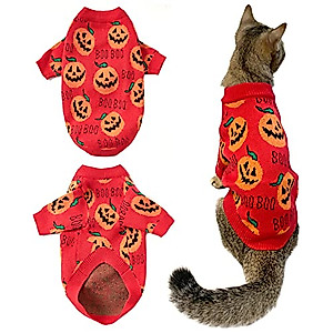 Vehomy Dog Cat Halloween Sweater Dog Halloween Costume Pet Halloween Turtleneck Sweater Clothes Pet Pumpkin Pullover Knitwear Warm Halloween Cat Pumpkin Sweater M