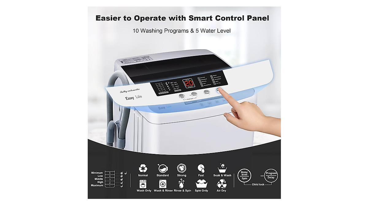 Kasunpul 1.04 Cu.Ft Full Automatic Washer and Dryer Combo with Drain ...