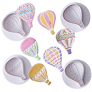Fewo Set of 9 Hot Air Balloons Cloud Plastic Fondant Cutting Mold Grass Sheep Biscuits Gum Paste Sugar Craft Cookie Cutter Baby Shower Party Cake Cupcake Decorating Tools