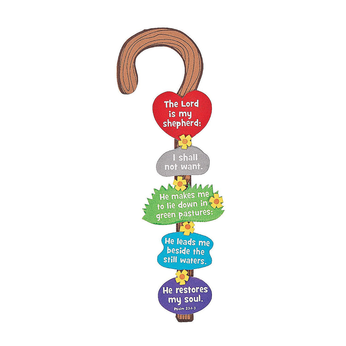 Fun Express Shepherds Staff with Verses of Psalm 23 Craft Kits - Makes 12 - Sunday School and VBS Crafts for Kids