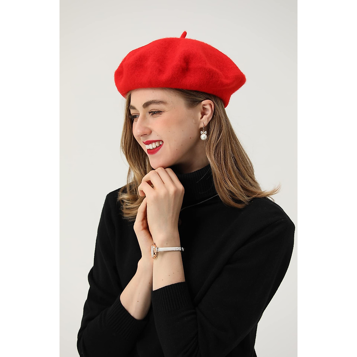 BEYLRZID French Beret-Classic Wool Beret Solid Color Womens Beret Cap Hat