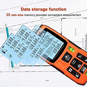 Laser Measure 165Ft - LOMVUM Laser Tape Measure Laser Measurement Tool with M/in/Ft Unit Switching, Backlit LCD, Pythagorean Mode, Measure Distance, Area and Volume - Carry Pouch and Battery Included