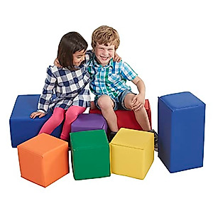 ECR4Kids SoftZone Big Foam Building Blocks, Soft Playset, Assorted, 7-Piece