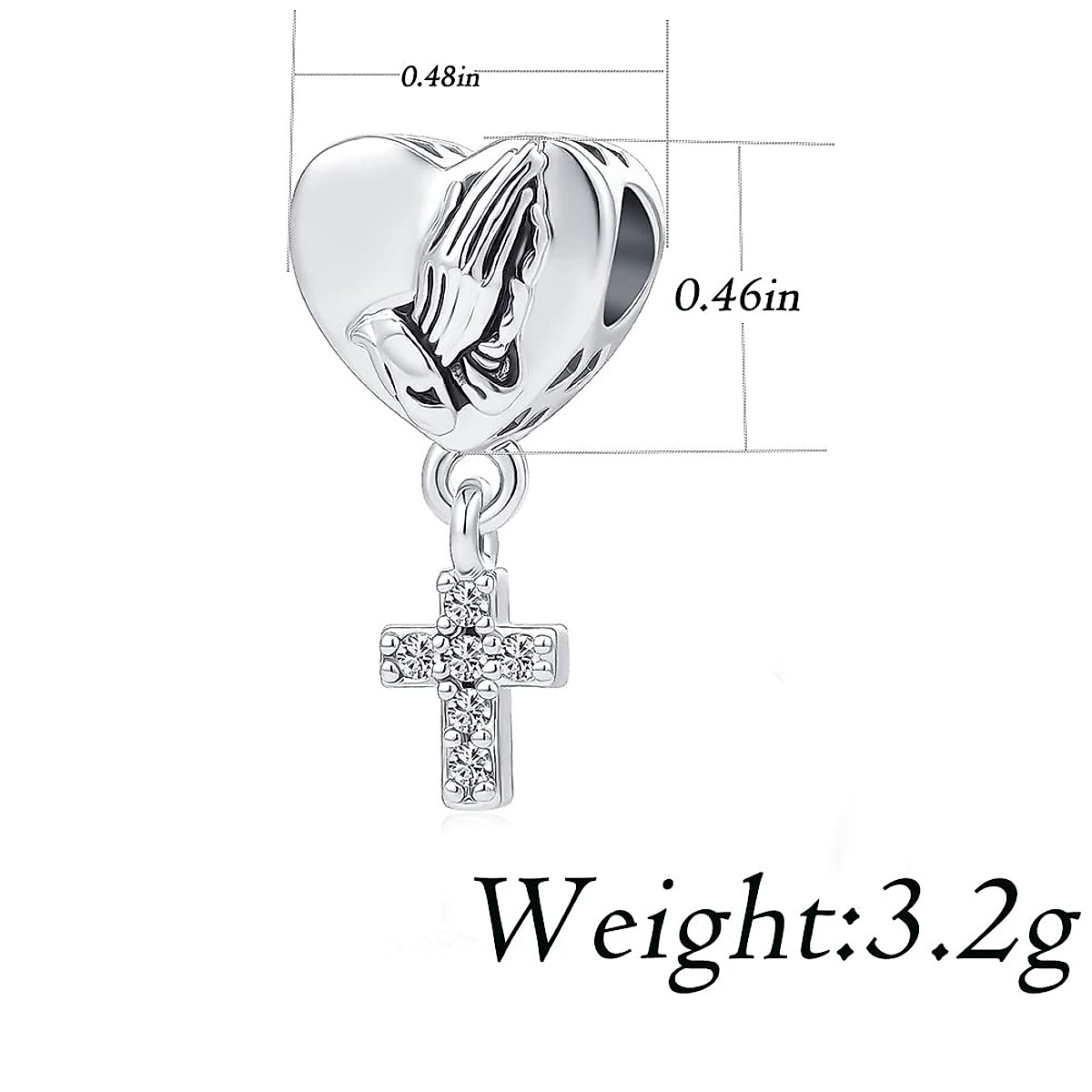 YQSLIN Faith Cross Heart Charm Bible Christian Religious Power of Prayer Charm Bead for European Charm Bracelet, YQ-DMY030
