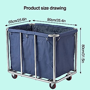 XIJIXILI Laundry Basket with Wheels,Heavy Duty Commercial Laundry Cart 12 Bushel (400L) Large Industrial Rolling Laundry Cart Hamper with Removable Liner Bag 300 LBS Weight Capacity
