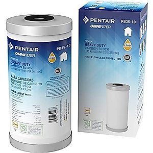 Pentair OMNIFilter PB35-10 Carbon Water Filter, 10-Inch, Whole House Premium Heavy Duty Carbon Block Lead Reduction Replacement Cartridge, 10" x 4.5", 0.5 Micron
