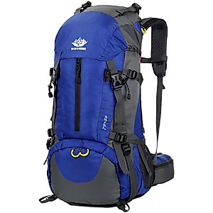 Esup 50L Hiking Backpack Men Camping Backpack with rain cover 45l+5l Lightweight Backpacking Backpack Travel Backpack (Sky Blue)