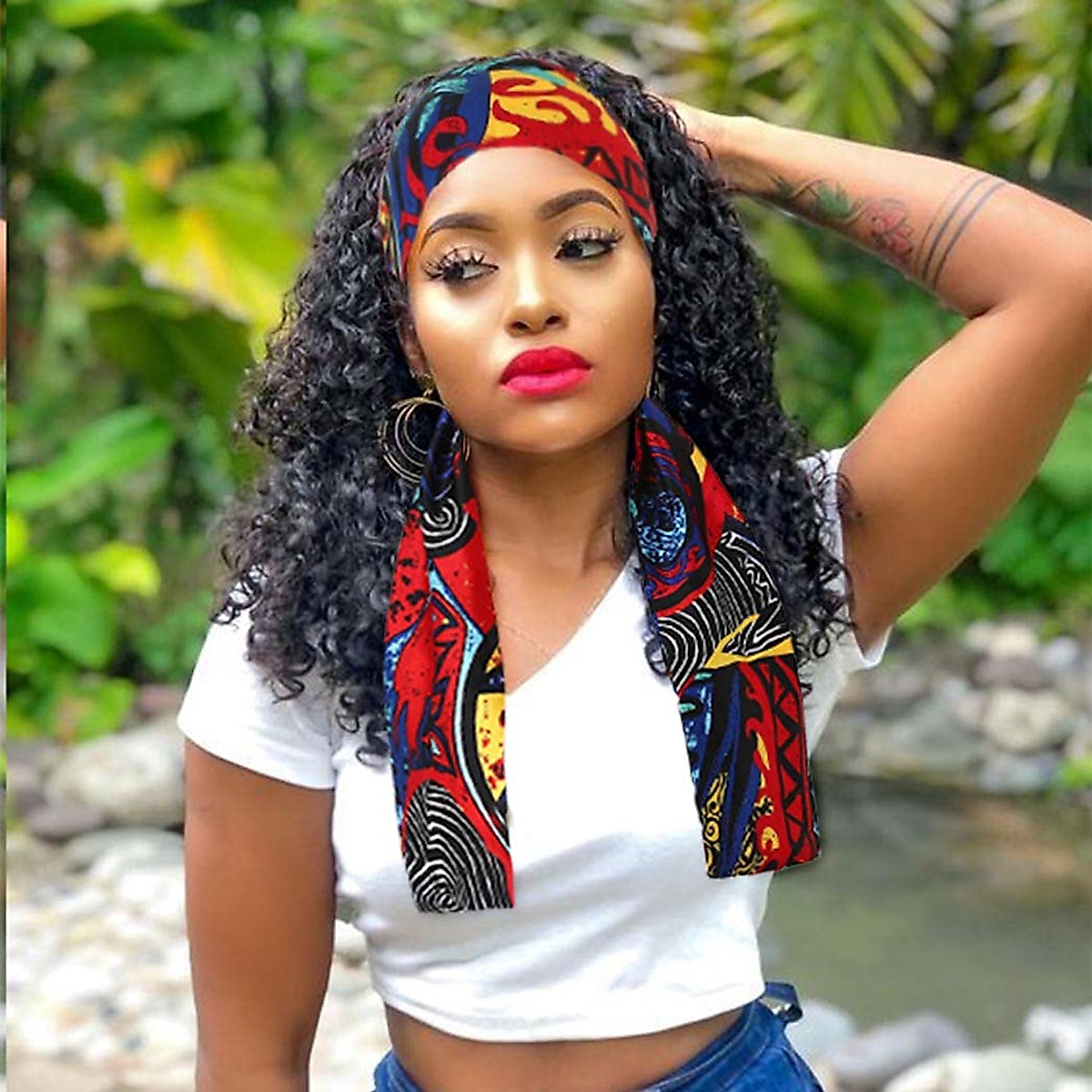 Woeoe African Lace Head Edge Wrap Colorful Pattern Satin Edge Laying Scarves Soft Long Silk Wig Scarf for Women and Girls(Pack of 3)…