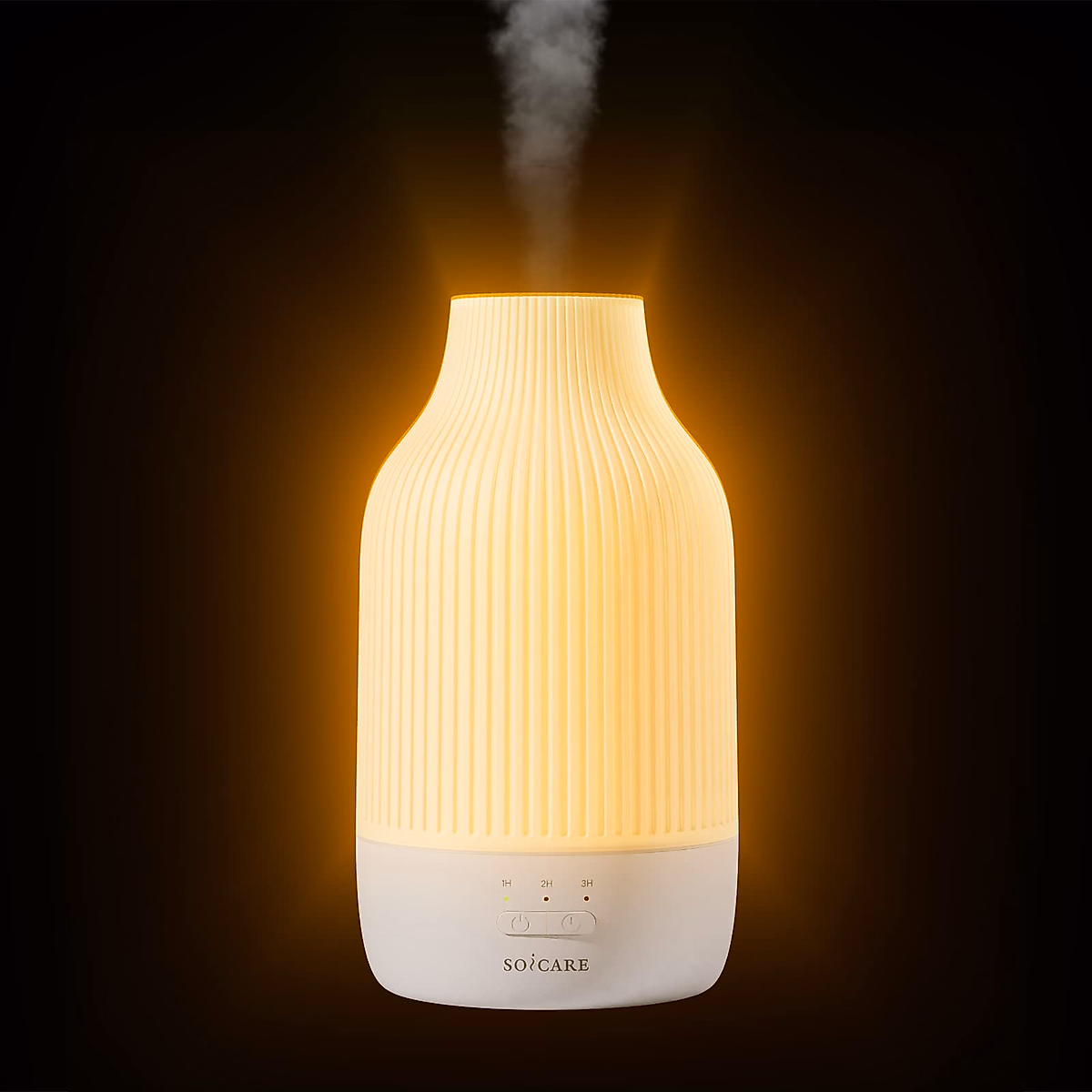 SOICARE Cordless Rechargeable Diffuser, Battery Operated Mini Portable Wireless Diffuser for Essential Oils, 80ML Small USB Essential Oil Diffuser with Warm Light (White)