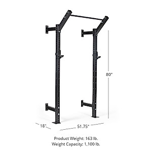 Titan Fitness X-3 Series Short Wall Mounted Space Saving Power Rack 18-in. D Side Bracings
