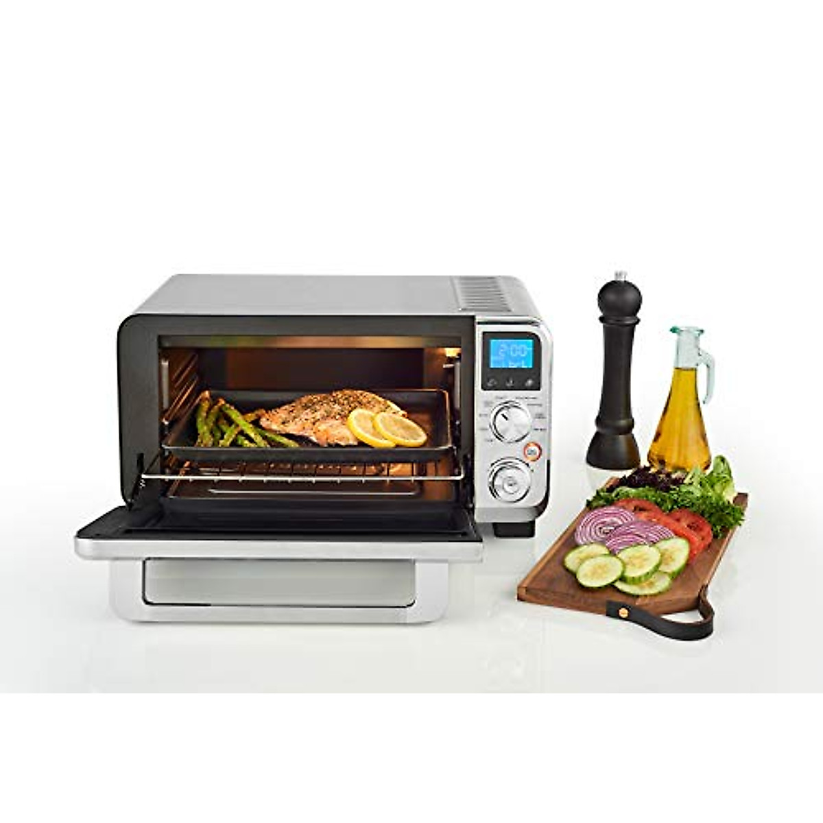 De'Longhi Small Convection Toaster Oven For Countertop With internal light And 9 Preset Functions Including Pizza, Cookies, Roast, Broil, Bake, Easy to Use, 14L, Stainless Steel, 1800W, EO141150M