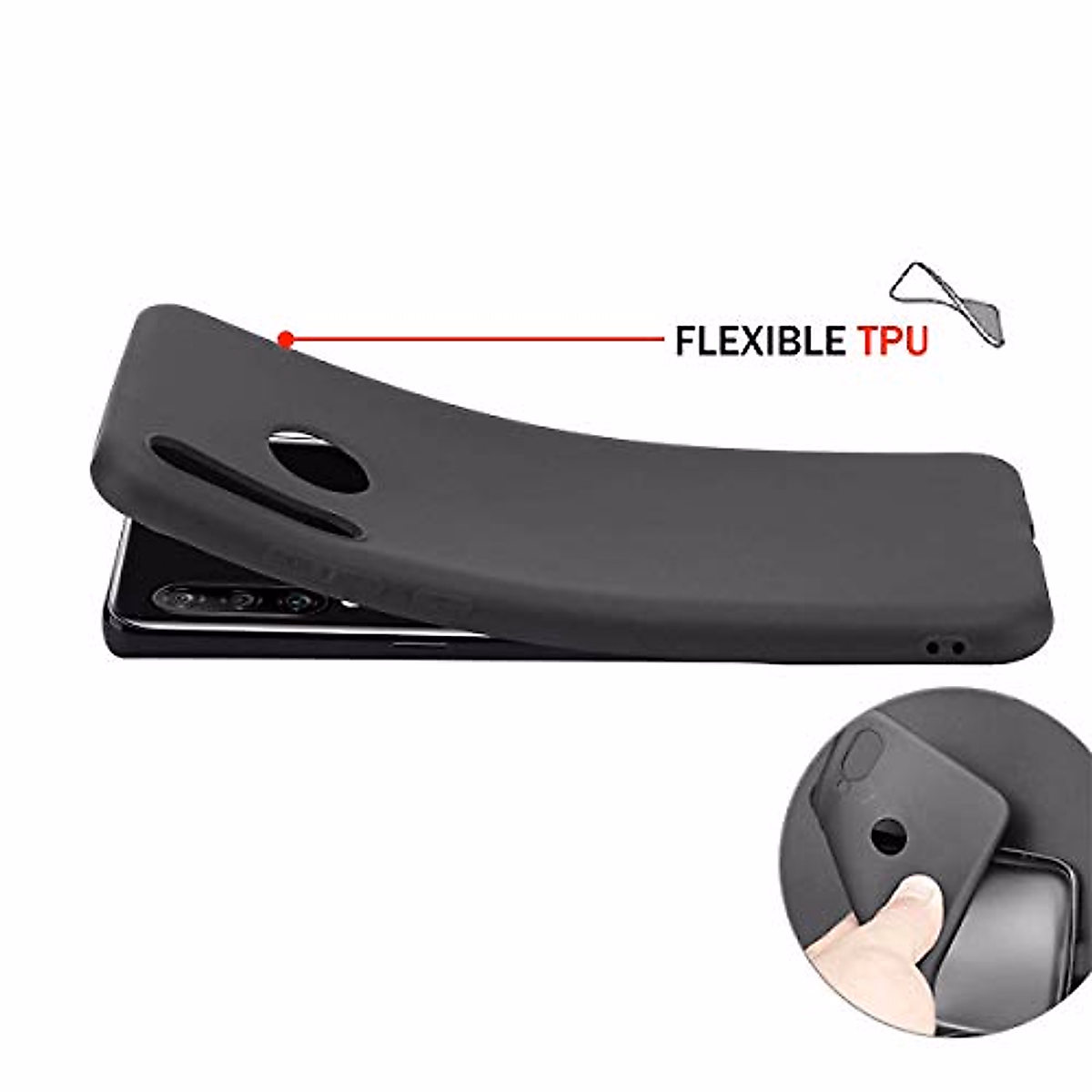 FZYM Case for Infinix Hot 11 2022 + Tempered Glass Screen Protector Protective Film,Soft Gel Black Case Shell TPU Silicone Protection Phone Cover for Infinix Hot 11 2022 (6.7") - OP13