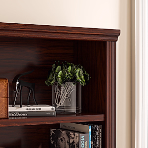 Zhiseek 3-Tier Bookshelf Basic Book Case, Wooden Storage Shelves Rustic Bookshelf, D:12.8" x W: 30.7" x H: 41.8", Sturdy Display Cabinet for Living Room, Library, Office, Bedroom (Cherry, 3-Tier)