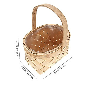 Picnic storage basket Basket Handmade Woven Basket Fruit Basket Wooden Basket with Handle Bread Basket Portable Storage Basket for Home Outdoor storage container Camping picnic basket