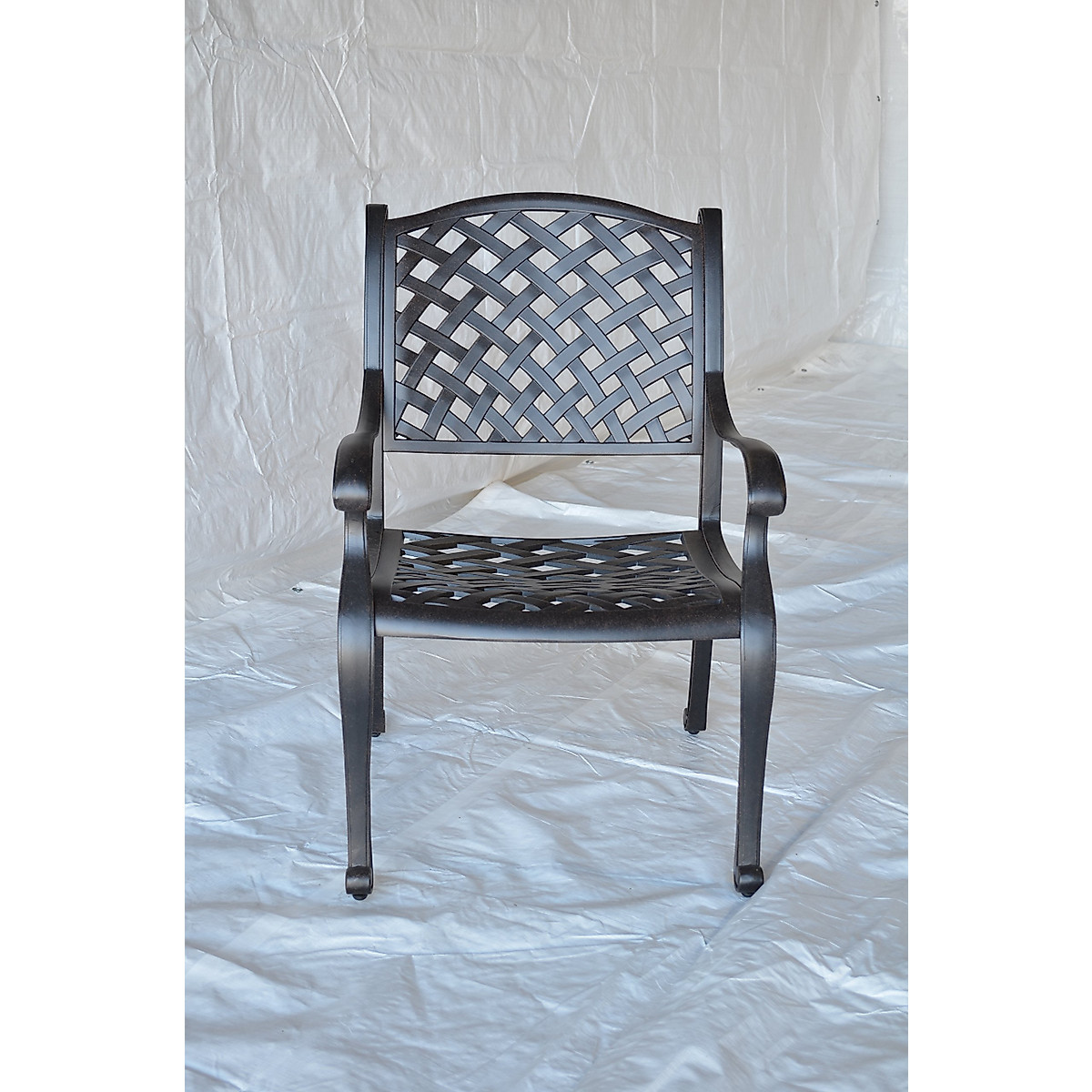 Nassau Outdoor Patio 9-pc Dining Set 64 X 64 Cast Aluminum (9-pc Set (with 8 Regular Chairs), Walnut)