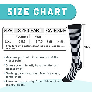 Compression Socks for Women & Men 20-30mmgh Knee High Socks for Running Nurse Travel 4-Pairs Striped Polka Dot
